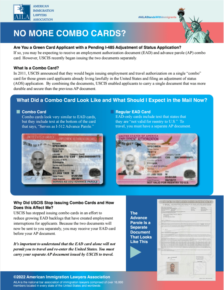 USCIS Issuing EAD Cards And Advance Parole On Separate Documents USCIS Issuing EAD Cards And Advance Parole On Separate Documents